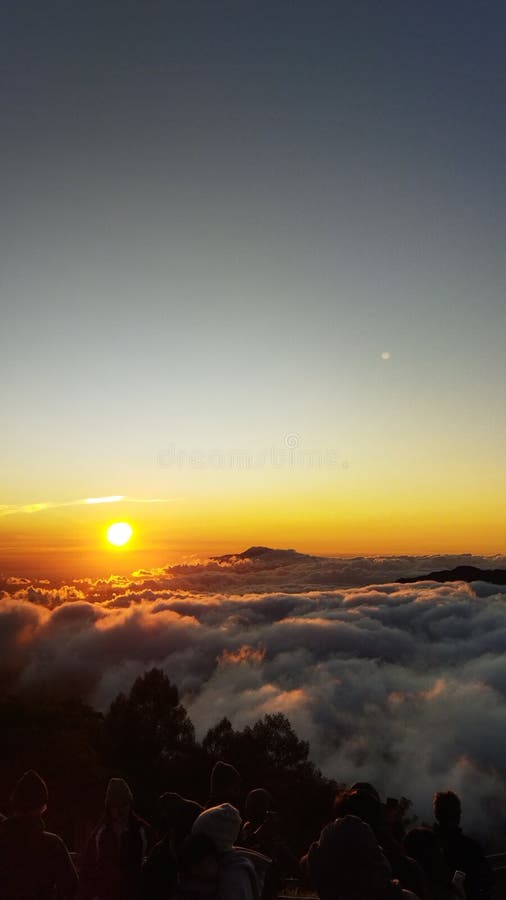 Golden Sunrise in Dieng, Central Java, Indonesia Stock Image - Image of ...