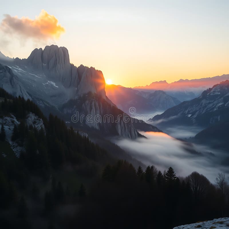 Golden Sunrise Over the Dolomites Stock Illustration - Illustration of ...