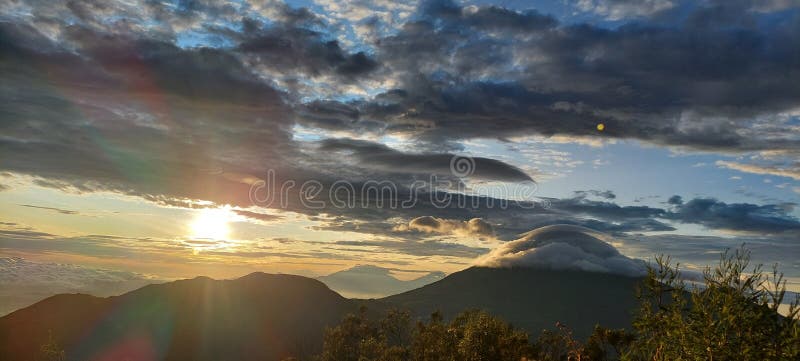 Golden Sunrise from Sikunir Hill Dieng Central Java Indonesia Stock ...