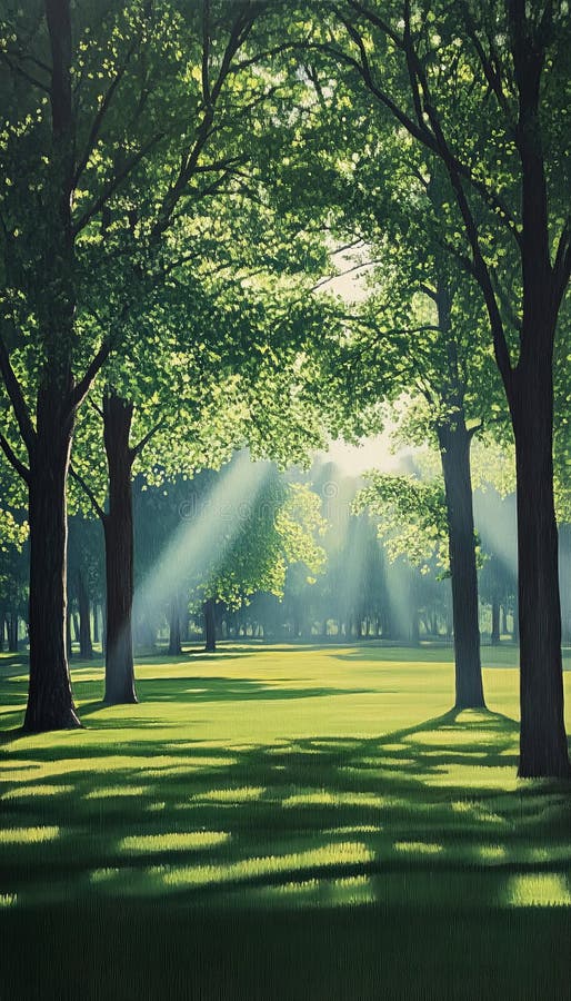 Golden Sunrise through the Trees, Awakening a Magical Garden in Soft ...