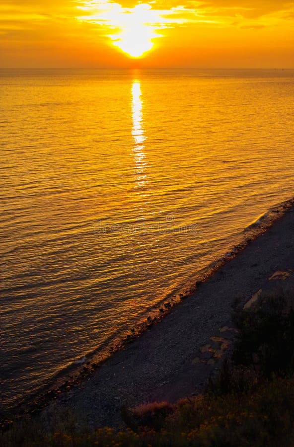 Golden sunset stock image. Image of island, holidays, black - 235425