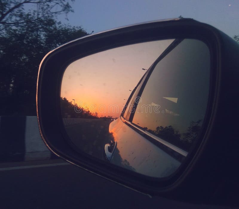 Golden Sunset on Car Side Mirror Stock Photo - Image of sunset, mirror ...