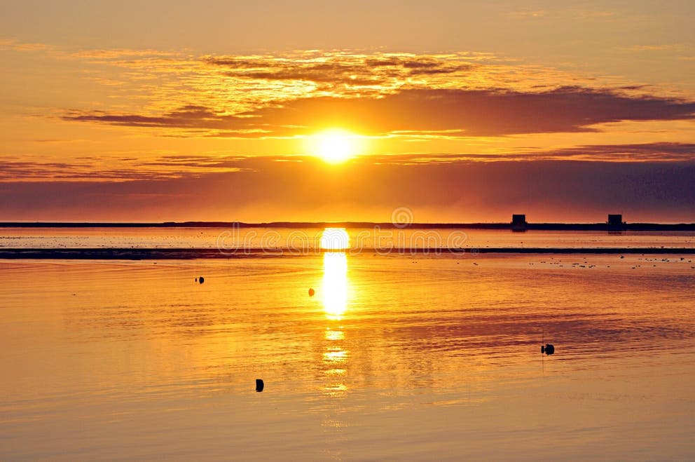 Golden Sunset on the Coast of Cape Cod. Stock Image - Image of white ...