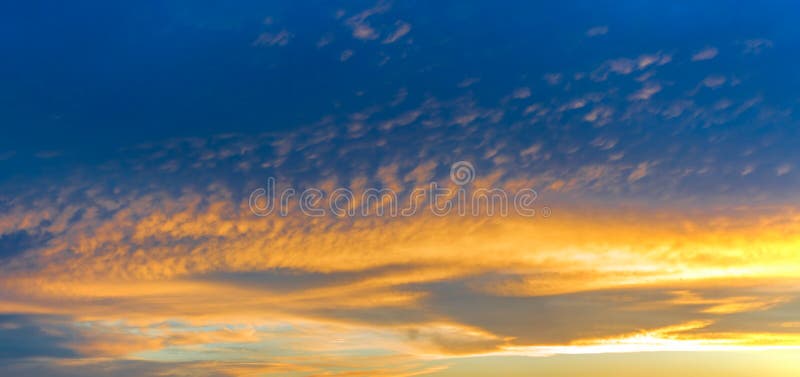 Golden Sunset with Deep Blue Sky Stock Image - Image of heaven, orange ...