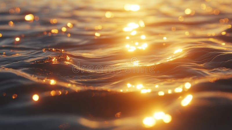 Golden Sunset Glimmering on Water Surface Stock Illustration ...