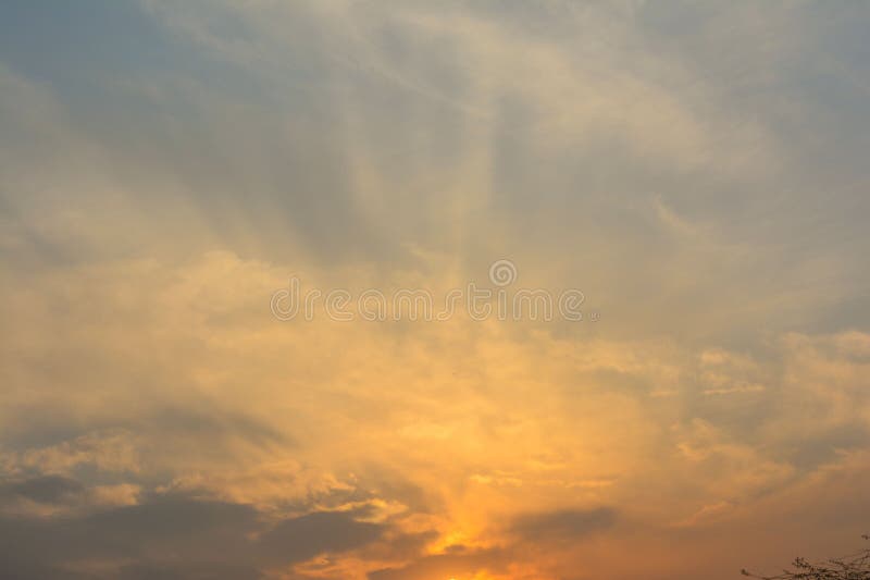 Golden Sunset Illuminating the Sky with Soft, Diffused Rays Stock Image ...