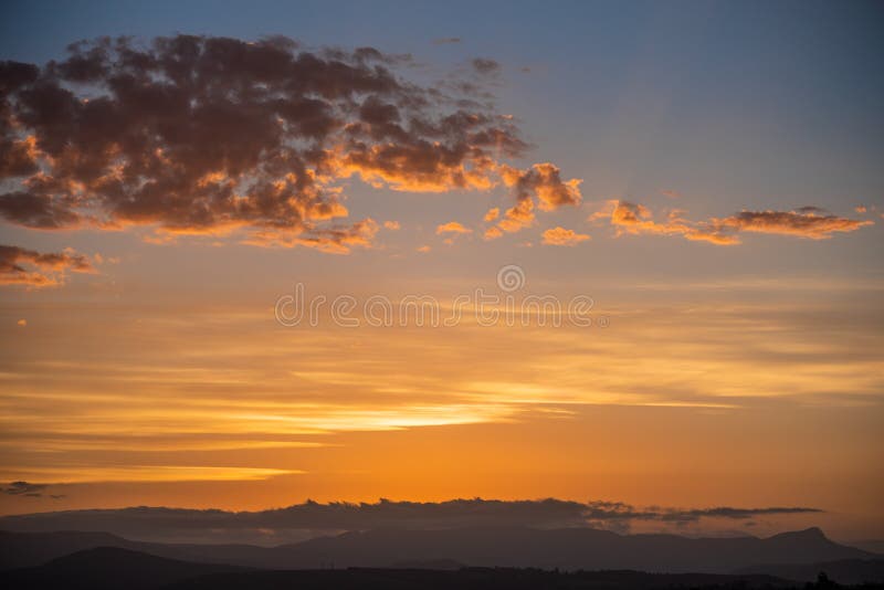 Golden Sunset on Different Layers of Clouds Stock Image - Image of ...