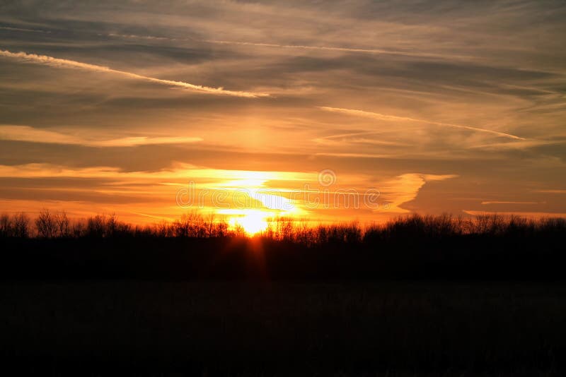 Golden Sunset in Minnesota stock photo. Image of foreground - 153813554