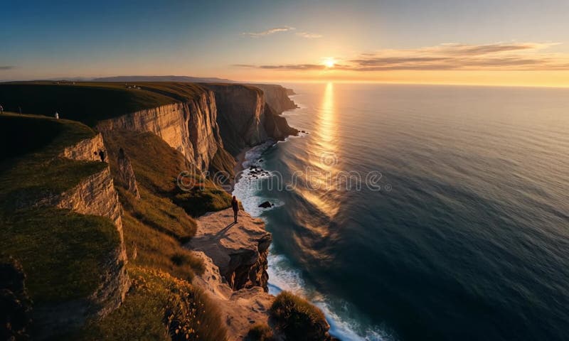 Golden Sunset Over Dramatic Coastal Cliffs Stock Footage - Video of ...