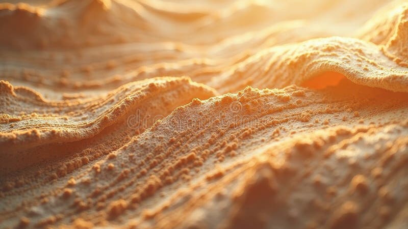 Golden Sunset Over Mesmerizing Sand Waves with Textured Patterns Stock ...