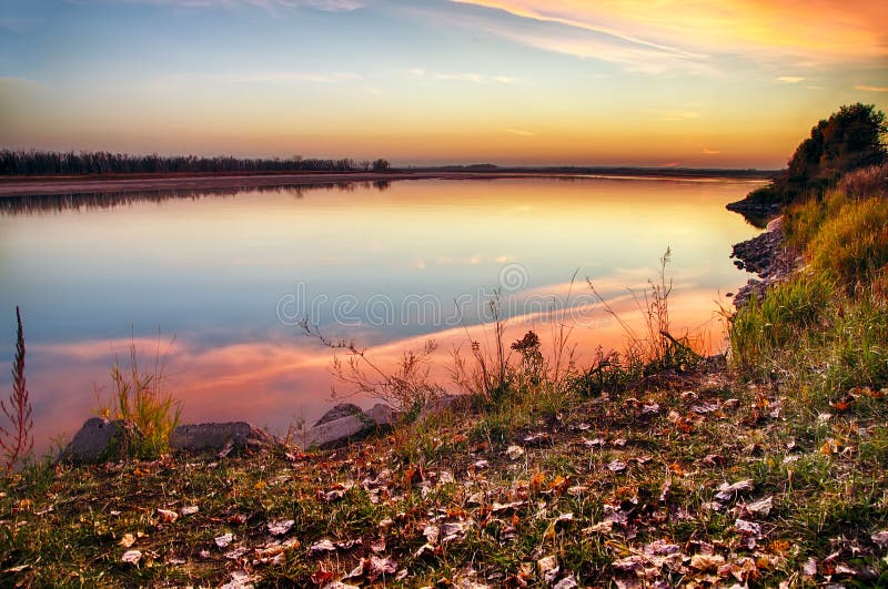 Golden Sunset Over the River Stock Photo - Image of lake, dawn: 29031848