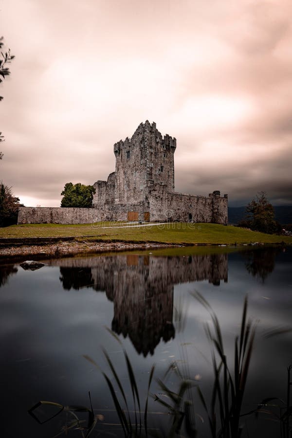 Golden Sunset Over the Ross Castle with Its Reflection on the Lake ...
