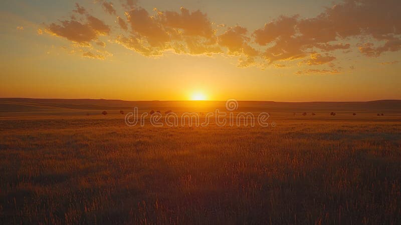 Golden Prairie Sunset stock illustration. Illustration of panorama ...