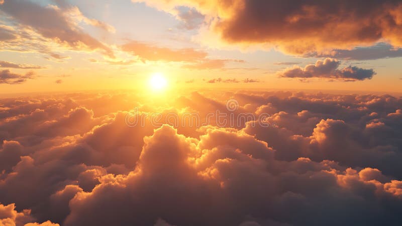 Golden Sunset Rays Shining through Dramatic Clouds in Epic Cinematic ...