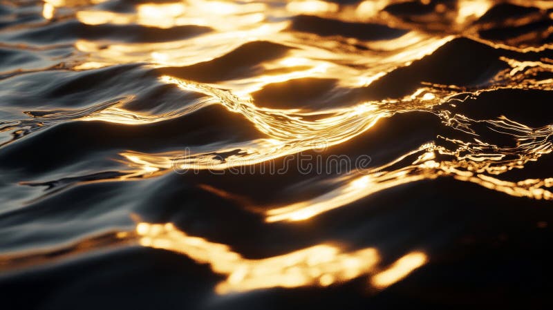 Golden Sunset Reflection on Calm Water Surface Stock Illustration ...