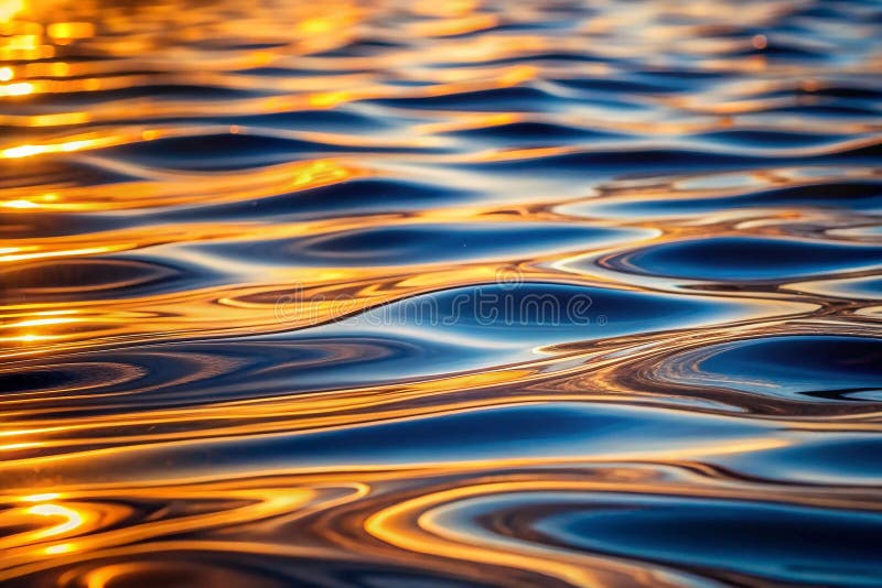 Golden Sunset Ripples on Water Surface Stock Illustration ...