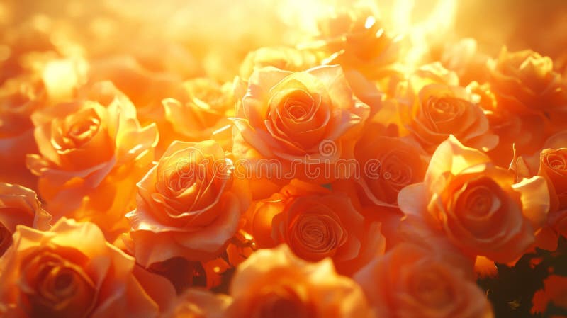 Golden Sunset Roses Blooming Beautifully Bright Stock Illustration ...