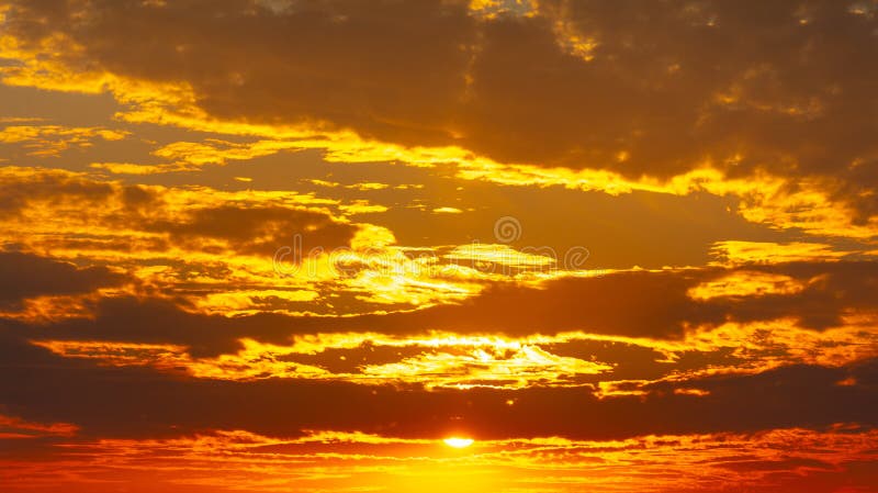 Golden Sunset on the Sky with Clouds Stock Image - Image of orange ...