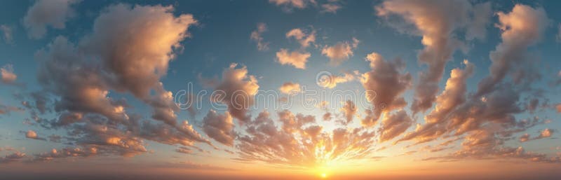 Golden Sunset Sky Panorama. Seamless Spherical Equirectangular 360 ...