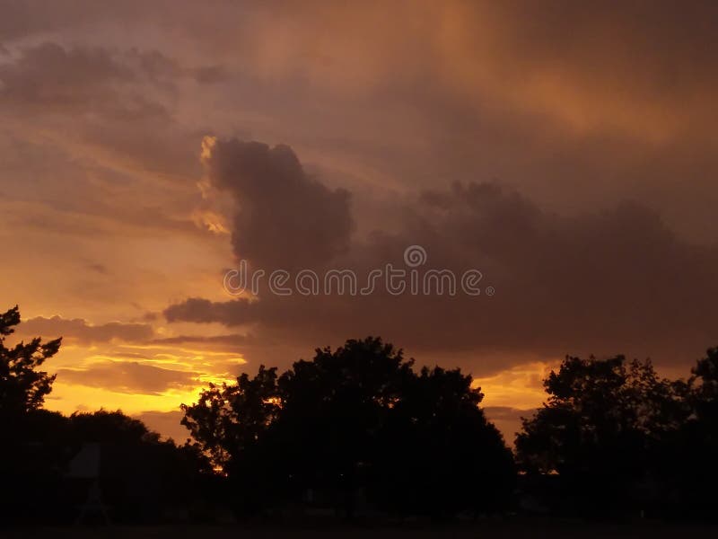 Golden sunset small town stock photo. Image of town - 149257616