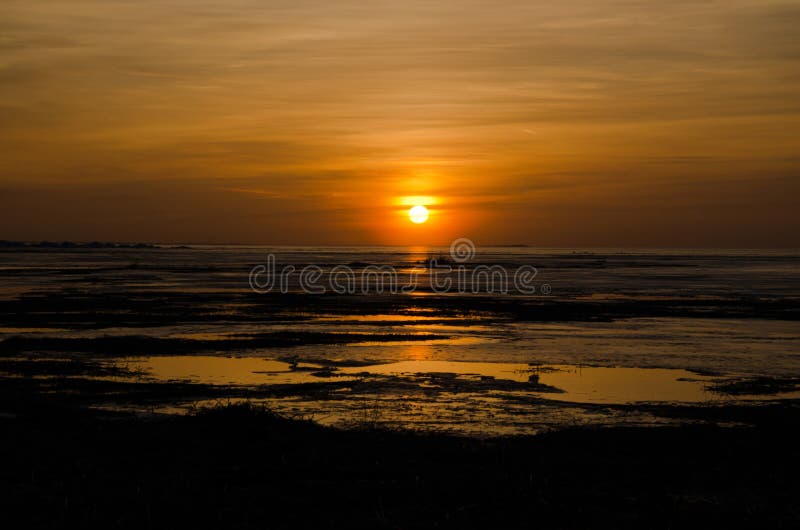 Golden Sunset and Sun Path on the Water. Stock Photo - Image of ...