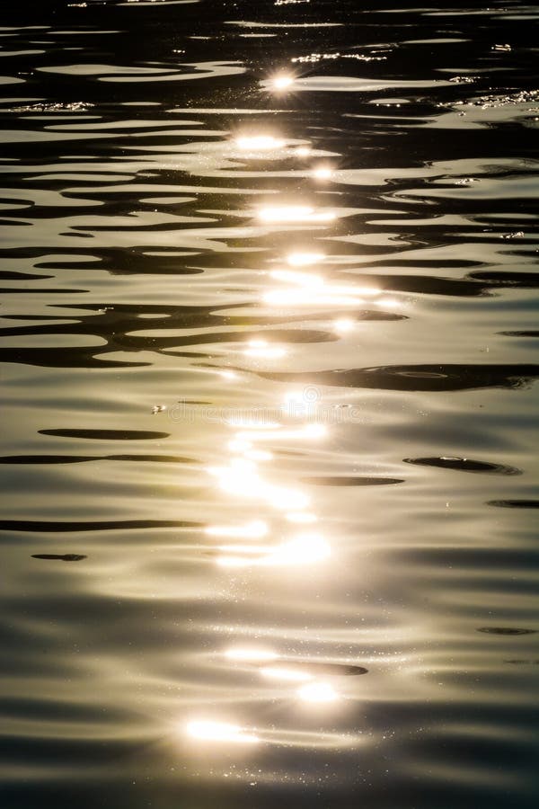 Golden Sunset with Sun Reflection on River Surface Stock Image - Image ...