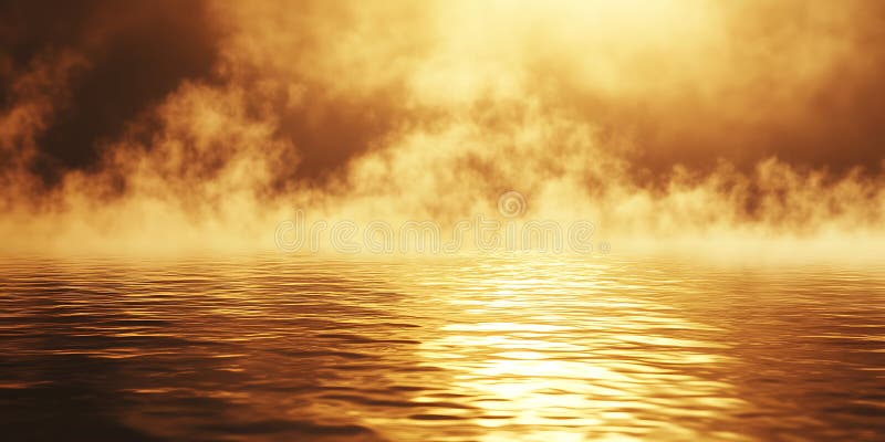 Golden Sunset Water Reflection Calm Serene Nature Background Stock ...