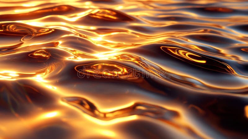 Golden Sunset Water Reflections: Shimmering Liquid Texture Stock ...