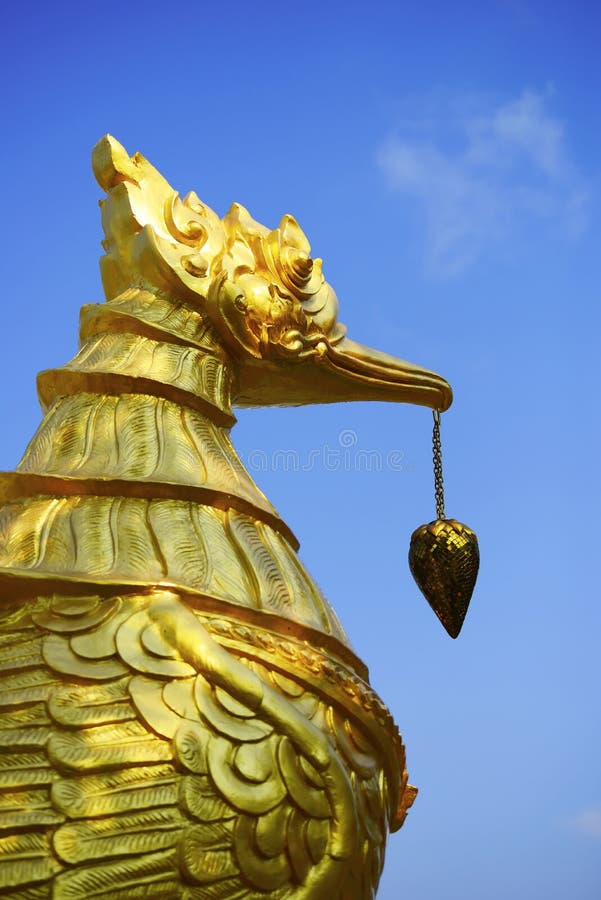 Golden Swan Statue and Blue Sky Stock Photo - Image of swan, power ...