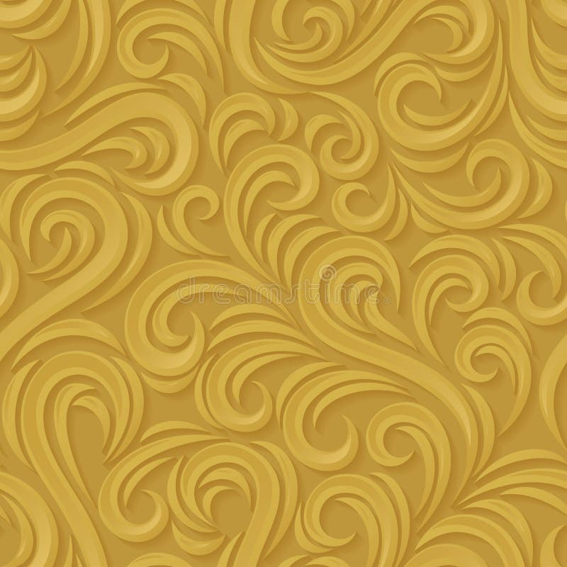 Golden Swirl Seamless Pattern. Stock Vector - Illustration of gold ...