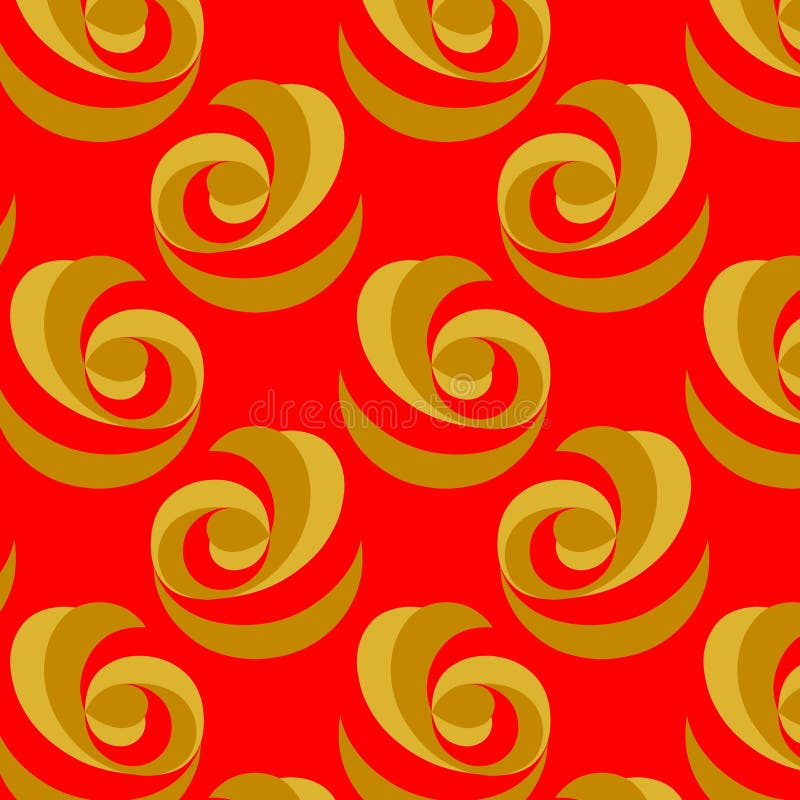 Seamless Vector Pattern in Oriental Style with Golden Rounded Shapes on ...