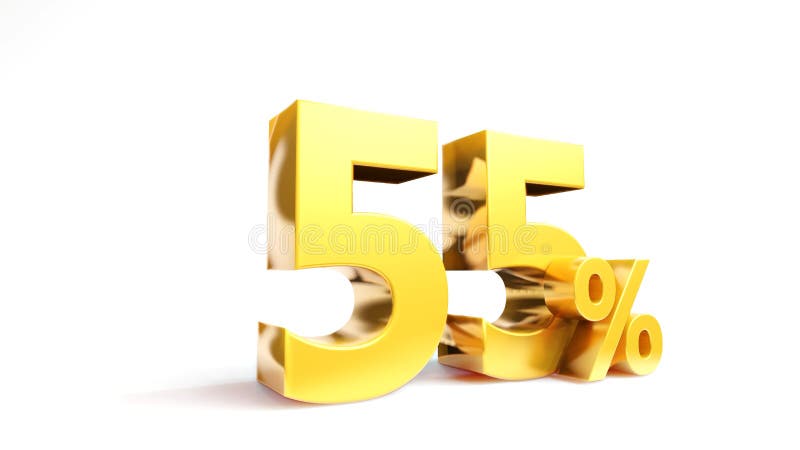 55 Golden Symbol , 3D Render Stock Illustration - Illustration of white ...