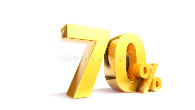 70 Golden Symbol , 3D Render Stock Illustration - Illustration of metal ...