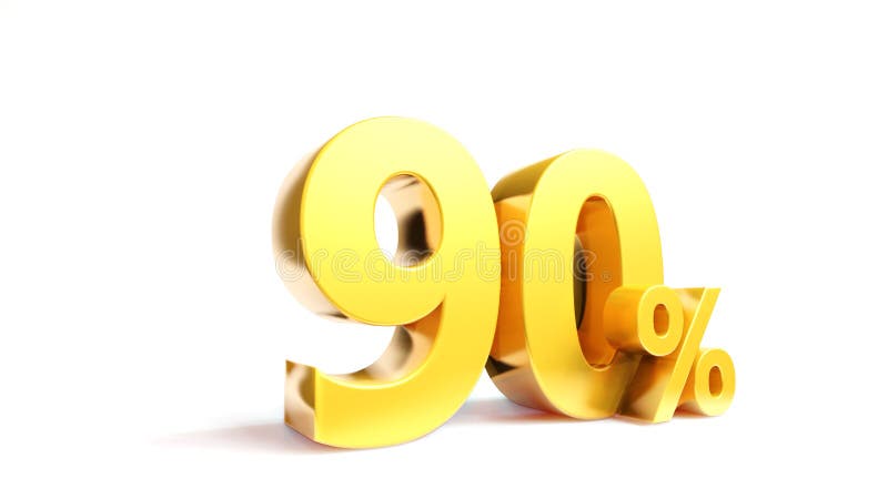 90 Golden Symbol , 3D Render Stock Illustration - Illustration of white ...