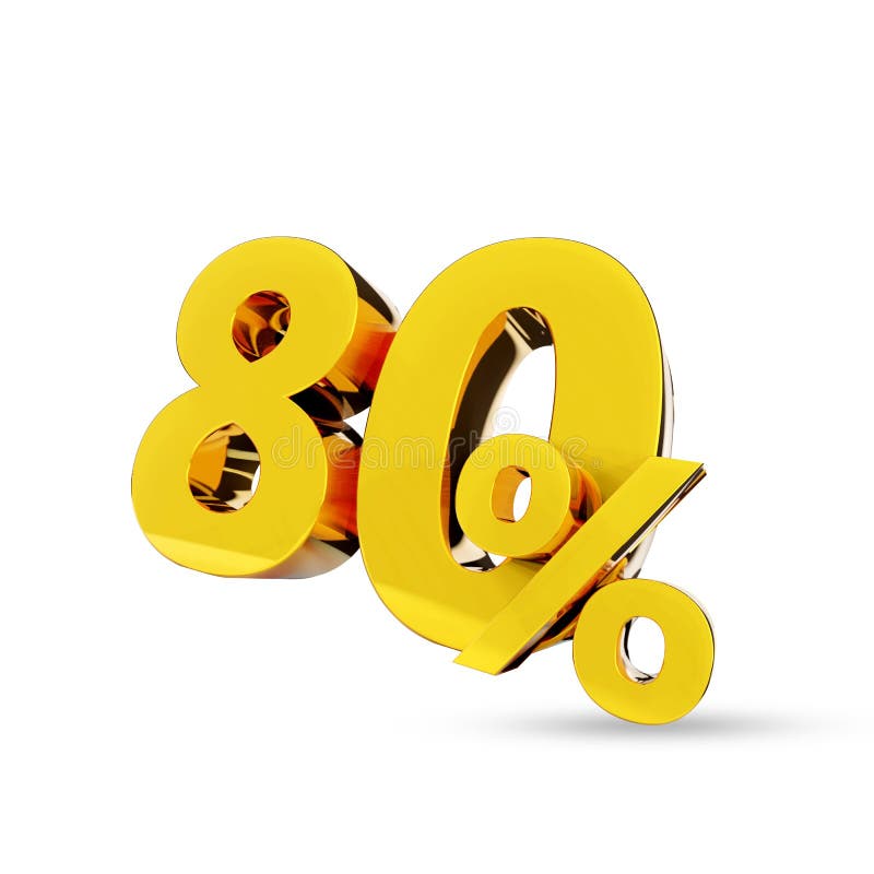 80 Golden Symbol , 3D Render Stock Illustration - Illustration of ...