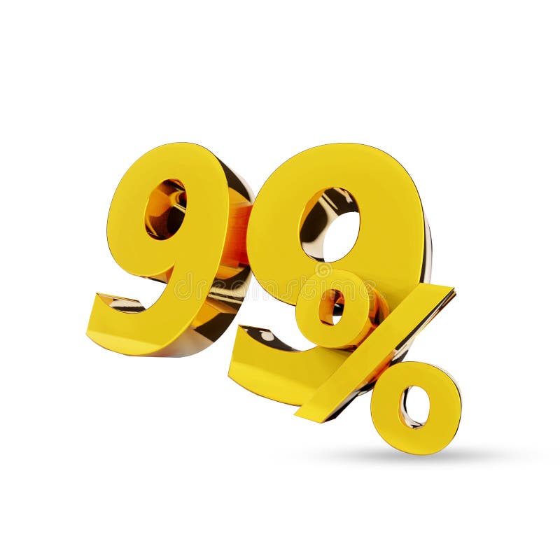 99 Golden Symbol , 3D Render Stock Illustration - Illustration of ...