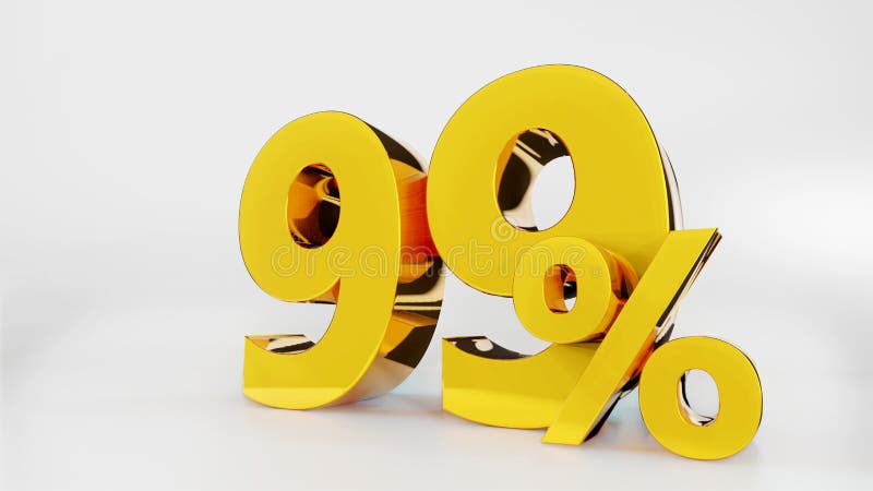 99 Golden Symbol , 3D Render Stock Illustration - Illustration of gold ...