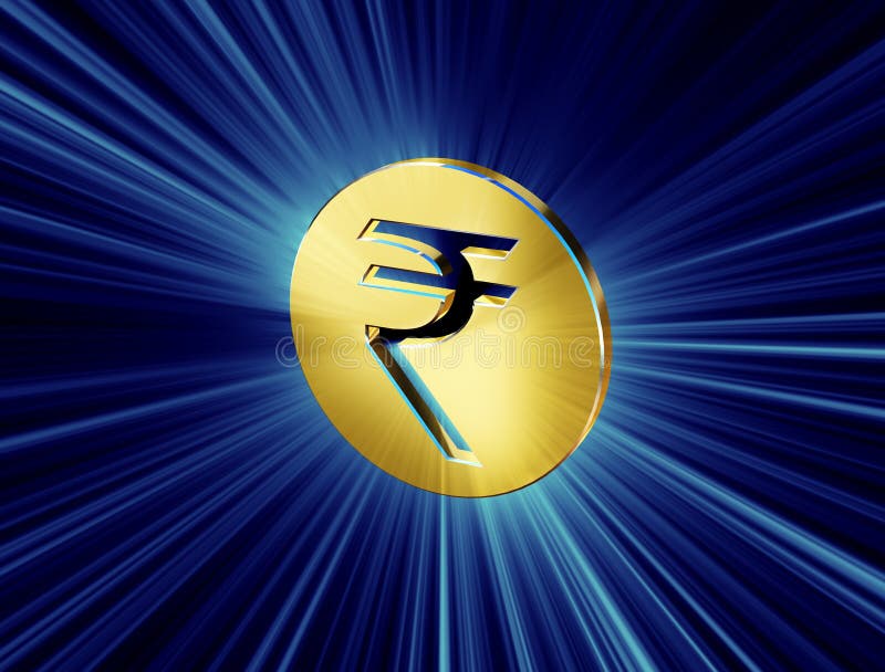 Golden Symbol of the Indian Rupee Stock Illustration - Illustration of ...