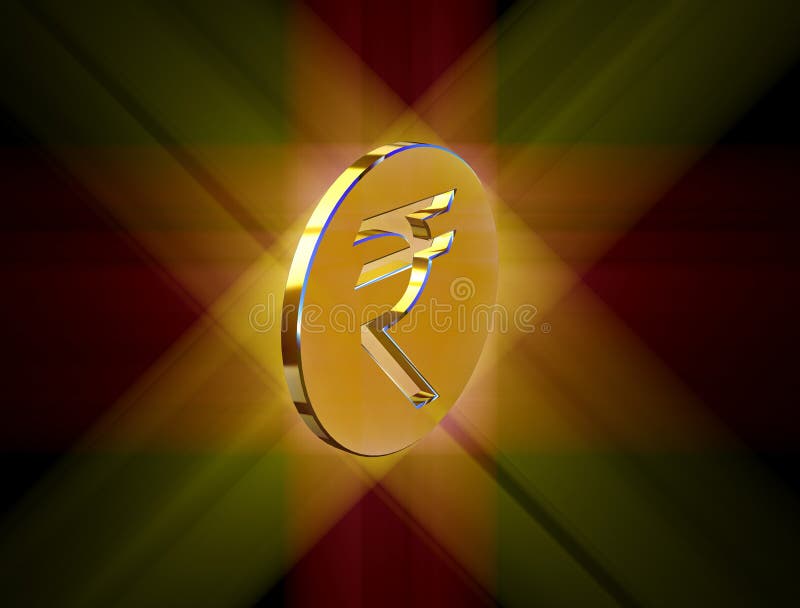 Golden Symbol of the Indian Rupee Stock Illustration - Illustration of ...
