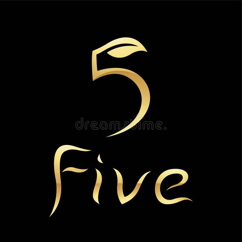 Golden Symbol for Number 5 on Black Background - Icon 8 Stock Vector ...