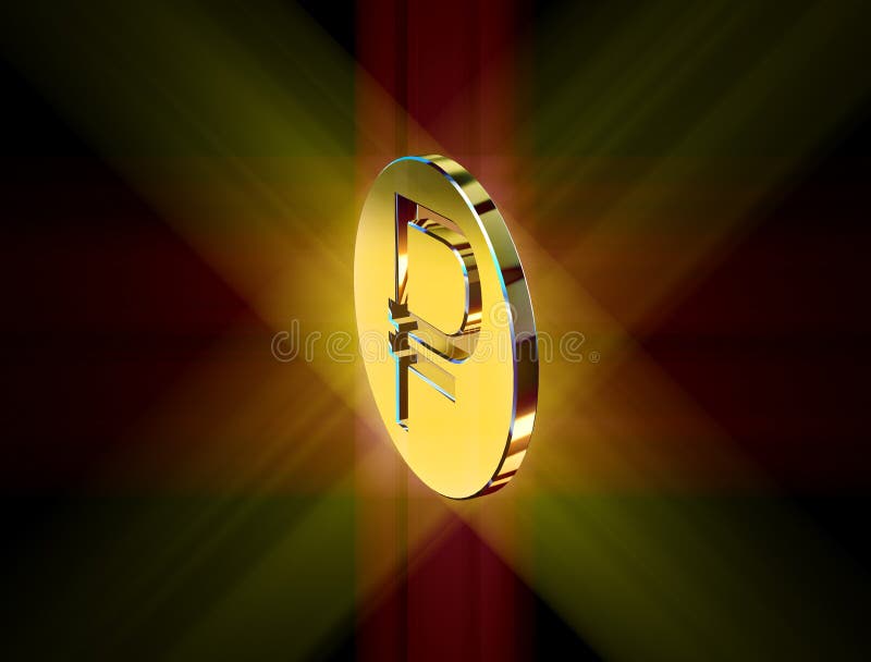 Golden symbol of the ruble stock illustration. Illustration of metal ...