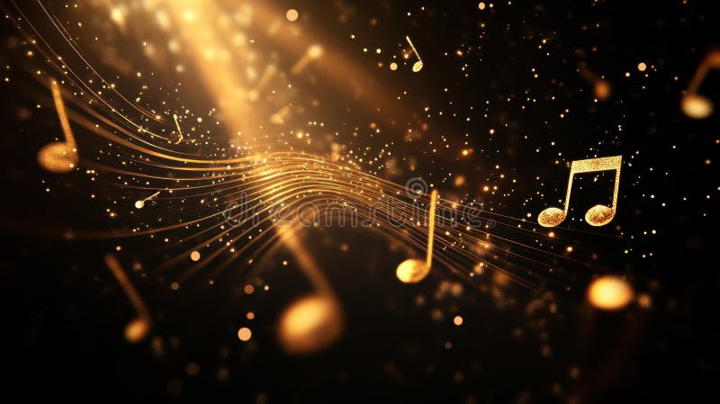 Golden Symphony: Floating Notes in a Swirl of Musical Light and Sparks ...