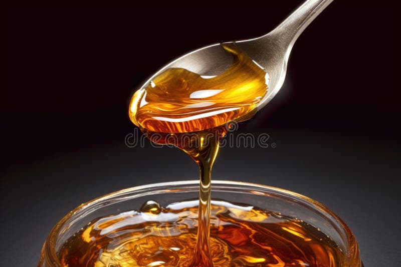 Golden Syrup Flowing Onto a Spoon Stock Illustration - Illustration of ...