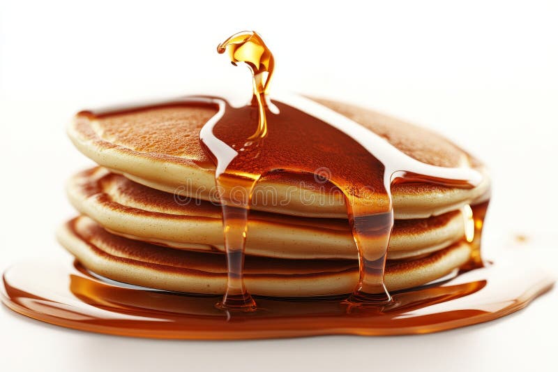 Golden Syrup Spilling Onto Scrumptious Pancakes with Elegant Splashes ...