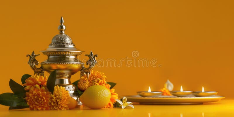 Golden Table Silver Vase Plate Orange Flowers Stock Photos - Free ...