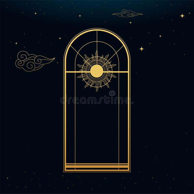The Golden Tall Window. Golden Boho Style Stock Vector - Illustration ...