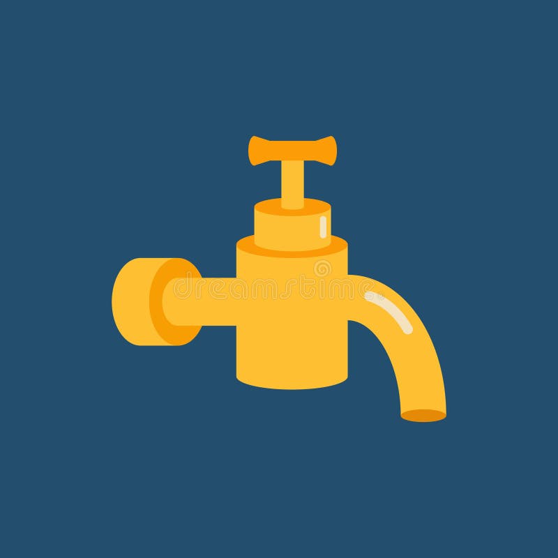 Golden tap in flat style stock vector. Illustration of liquid - 328957734