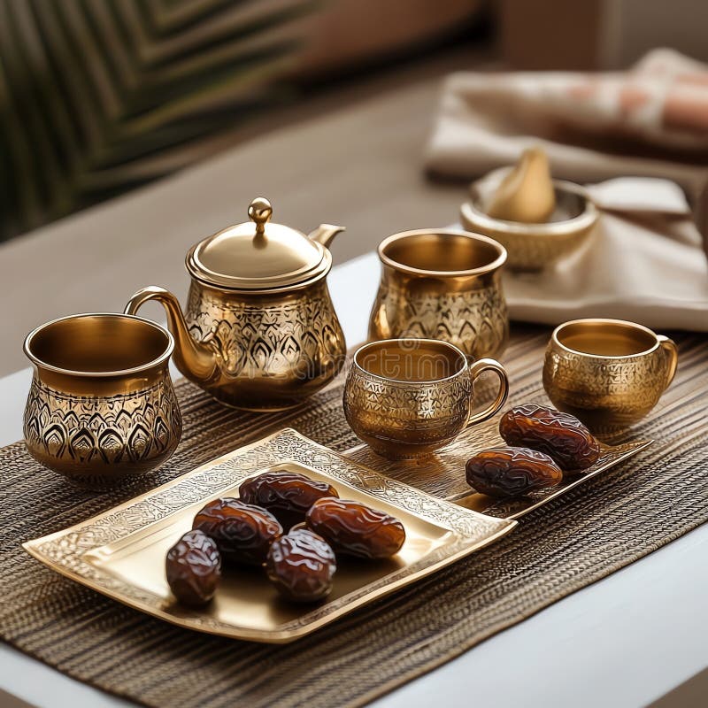 Elegant Middle Eastern Table Setting Golden Tray Stock Photos - Free ...