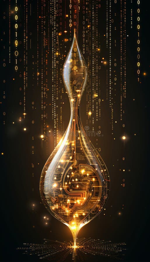 Elongated Futuristic Tech Object with Digital Code Streams and ...