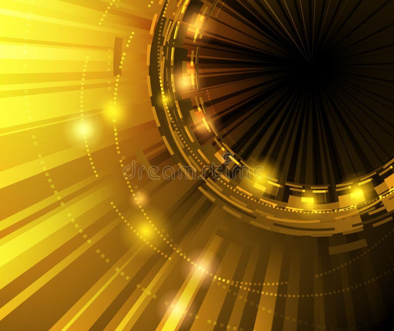 Abstract Gold Lines, Futuristic Technology, Data Transfer in Realistic ...